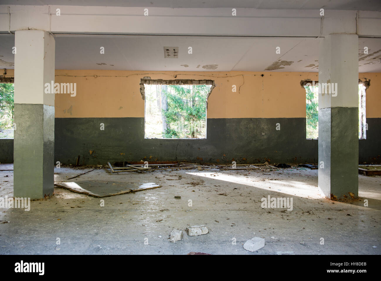 interior of an old abandoned soviet hospital in military town of ...