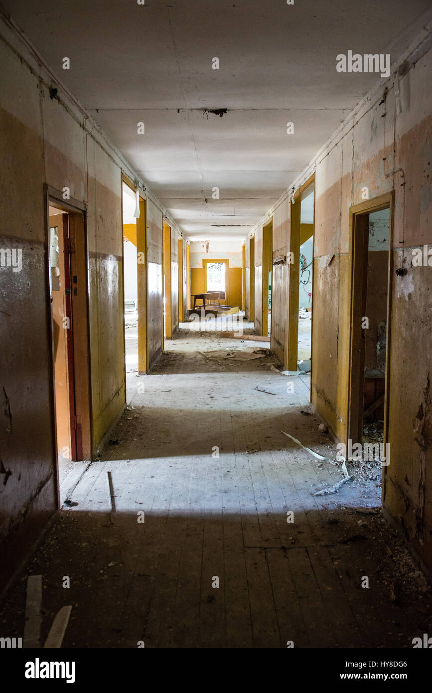 interior of an old abandoned soviet hospital in military town of ...