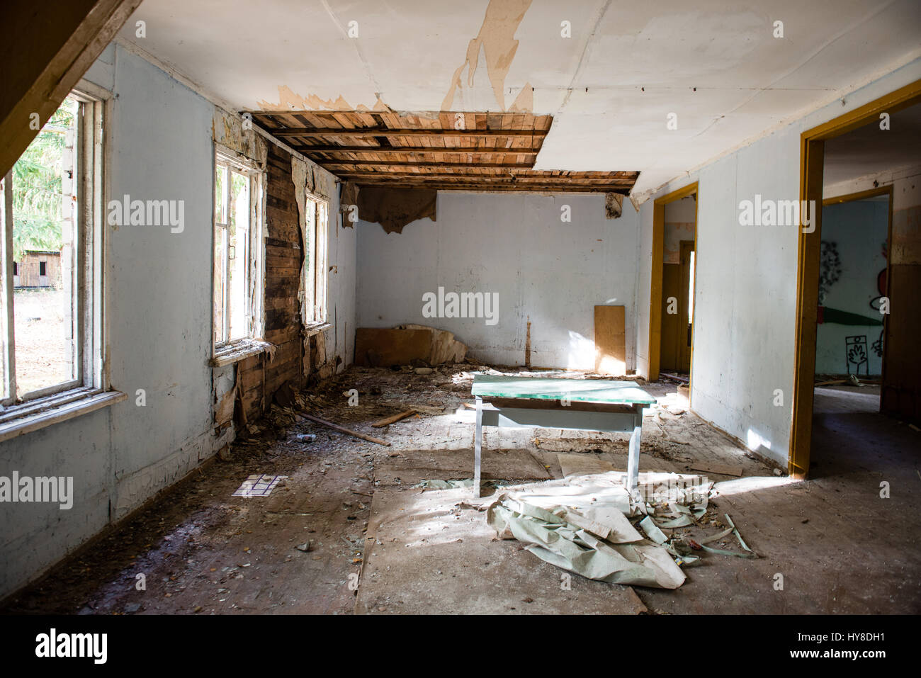interior of an old abandoned soviet hospital in military town of ...