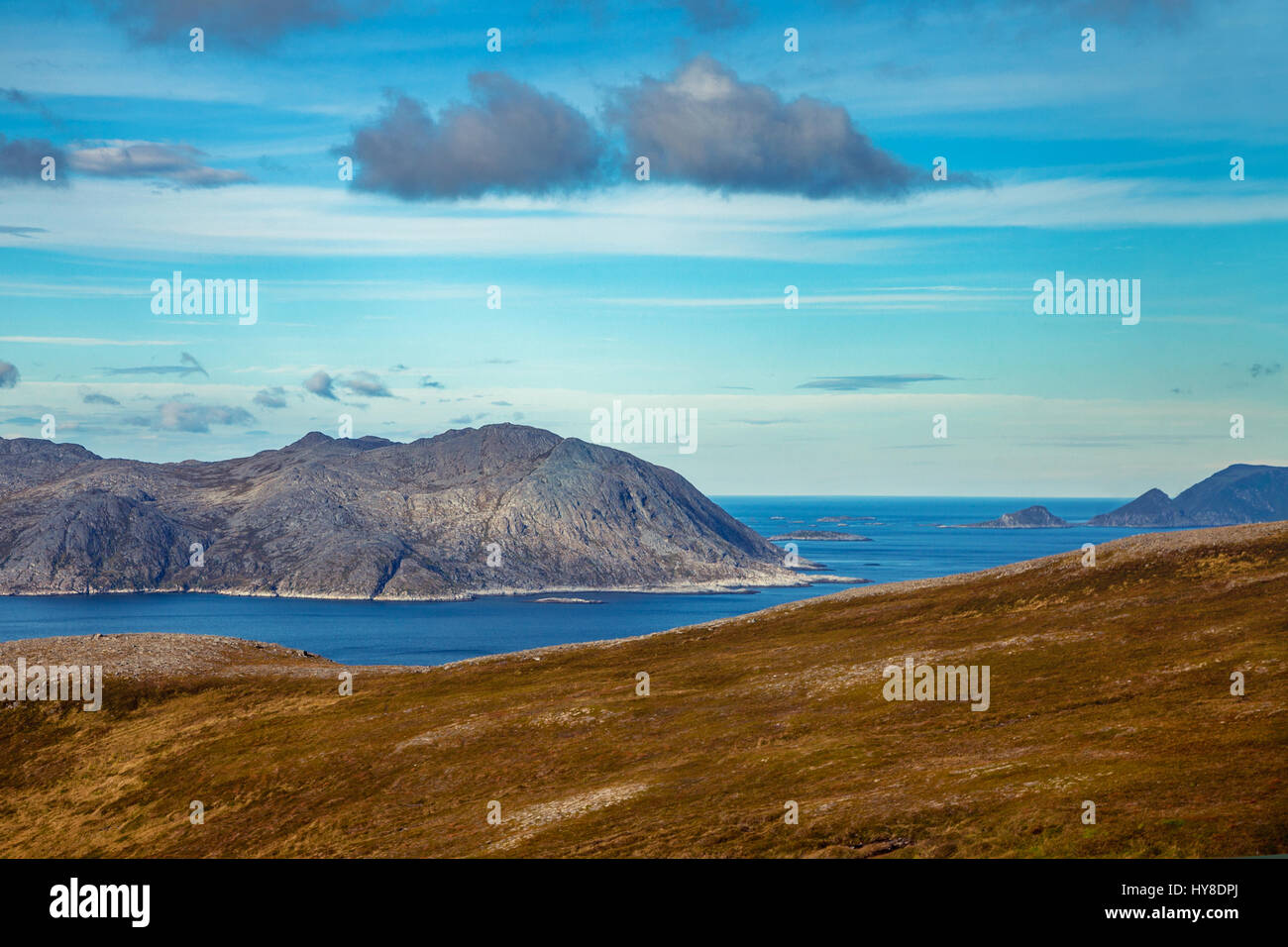 View of the fjord. Beautiful nature Norway. Arctic bay. Mageroya island ...