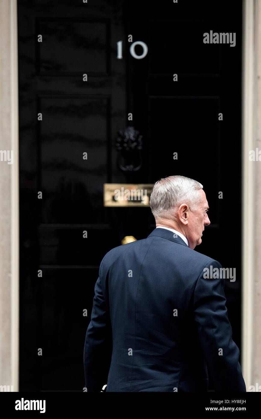 U.S. Secretary of Defense Jim Mattis arrives at 10 Downing Street for a ...