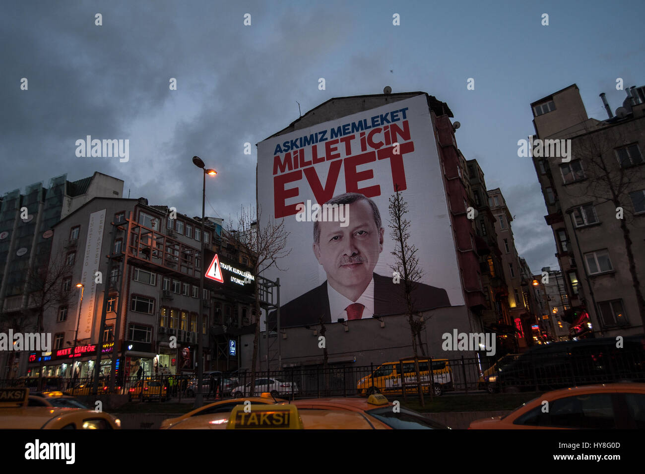 Turkish referendum posters of Yes campaign of Recep Tayyip Erdoğan in ...