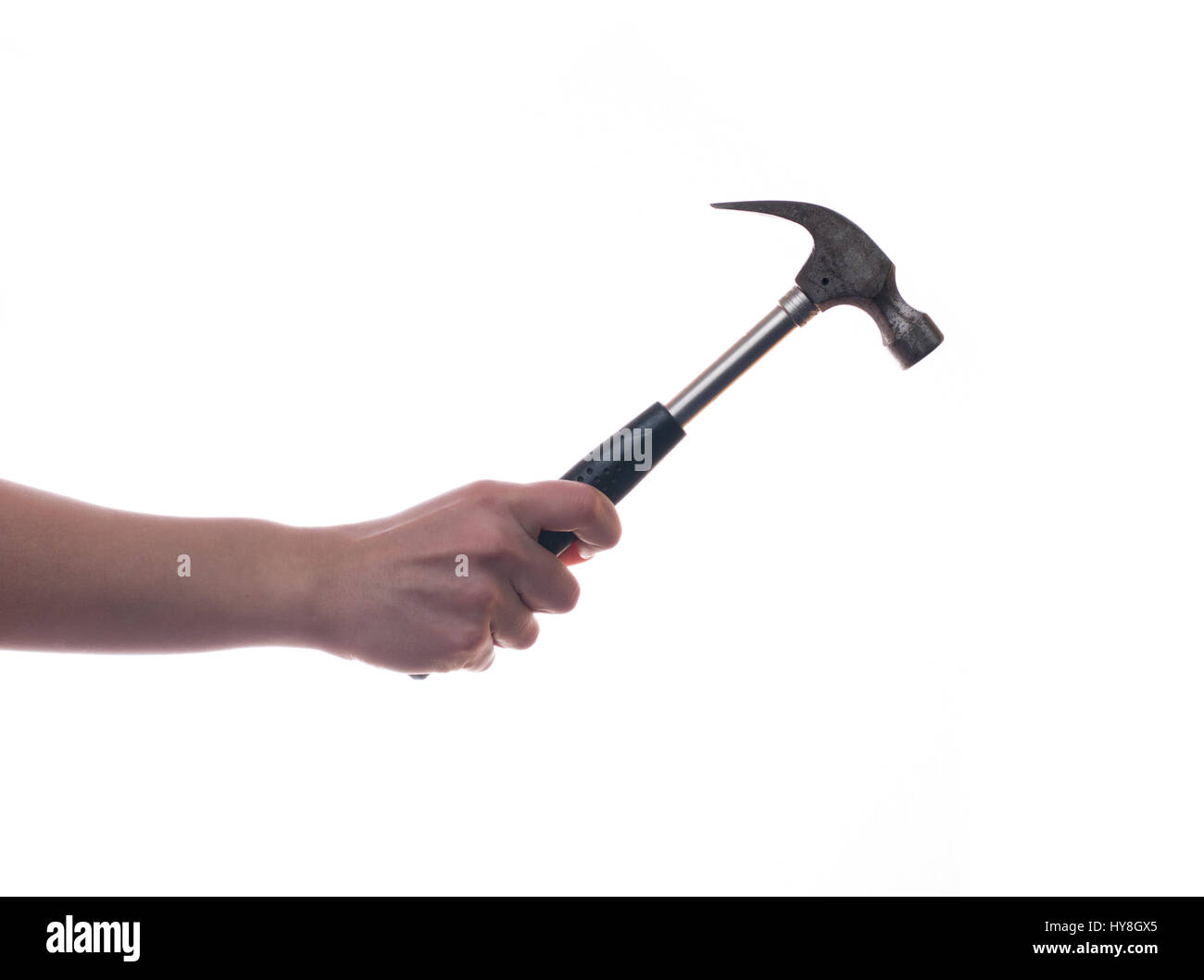 Hand holding hammer nail hi-res stock photography and images - Alamy