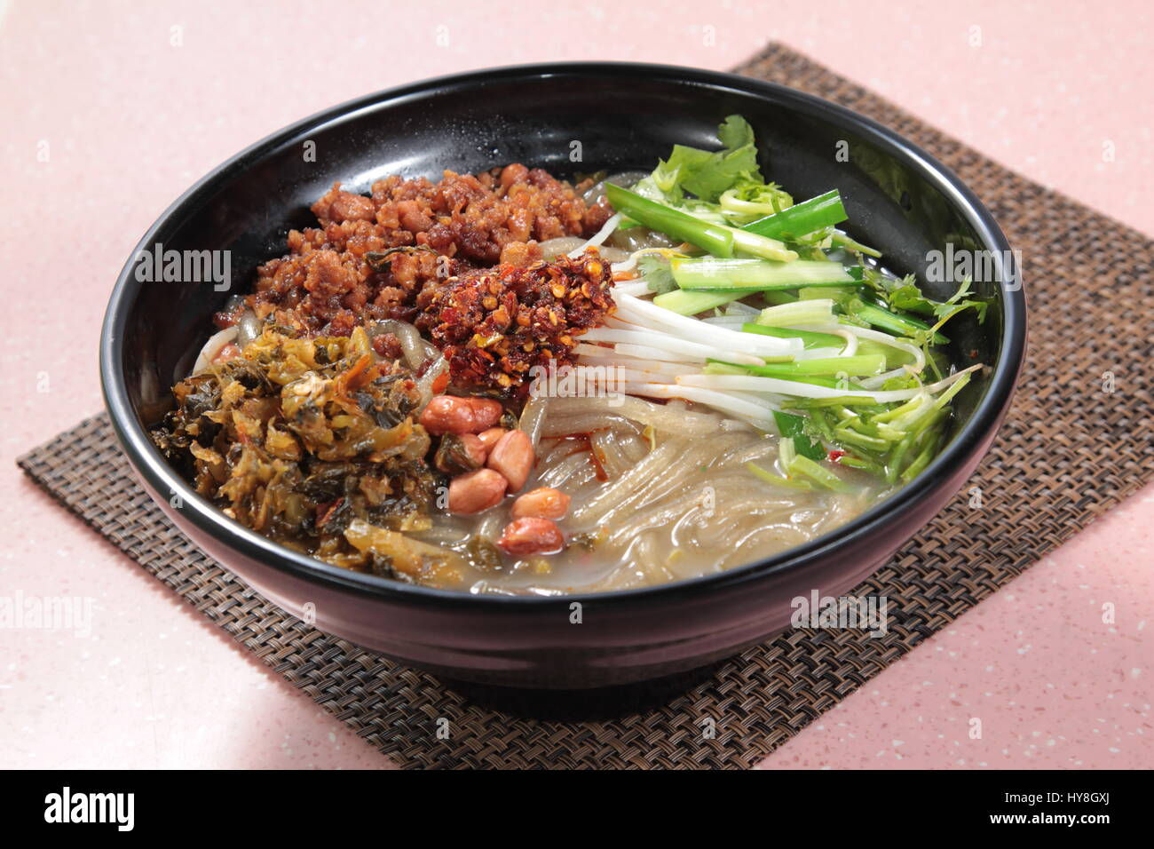 a cuisine photo of noodles with meat Stock Photo - Alamy