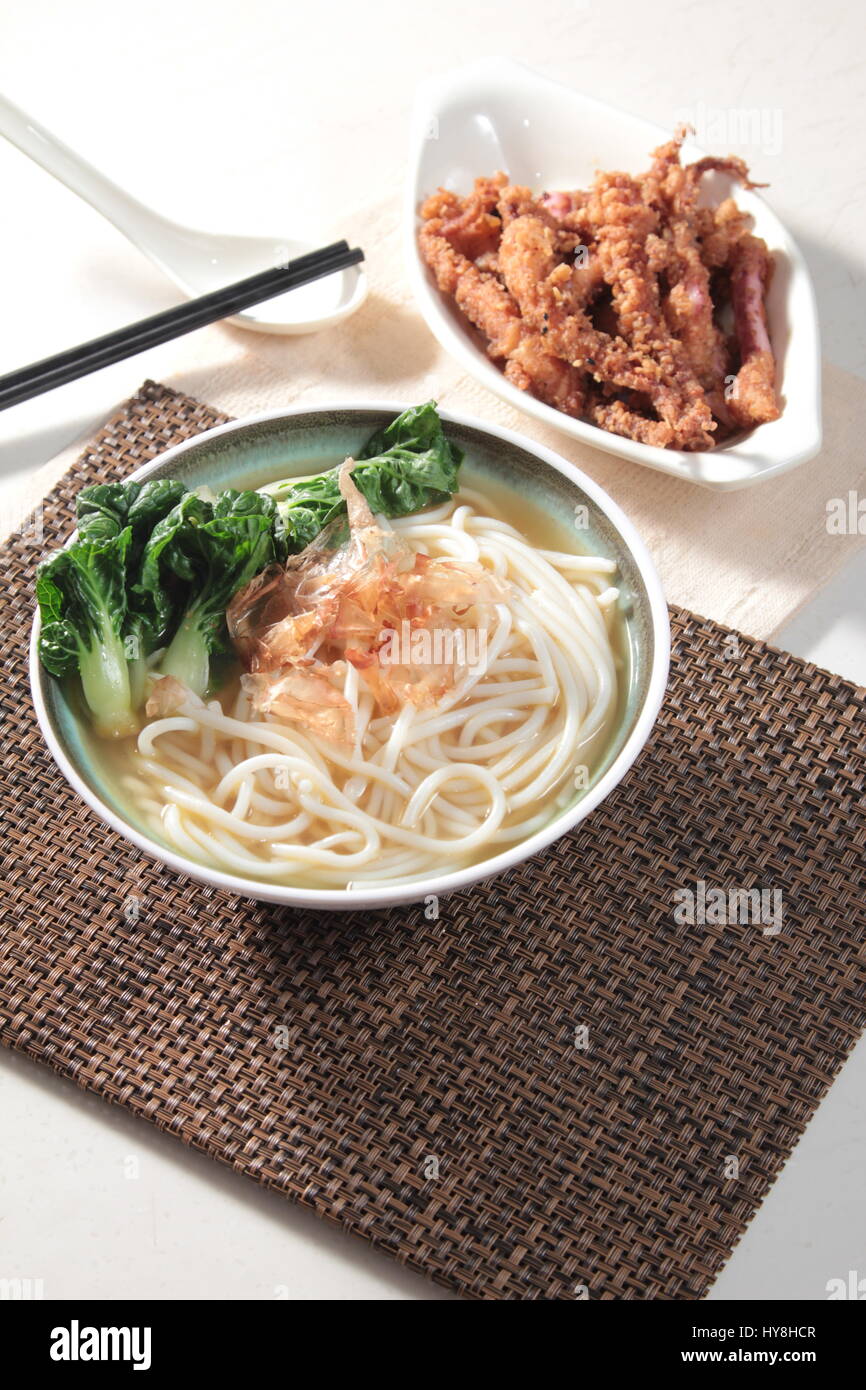 a cuisine photo of noodles with meat Stock Photo - Alamy