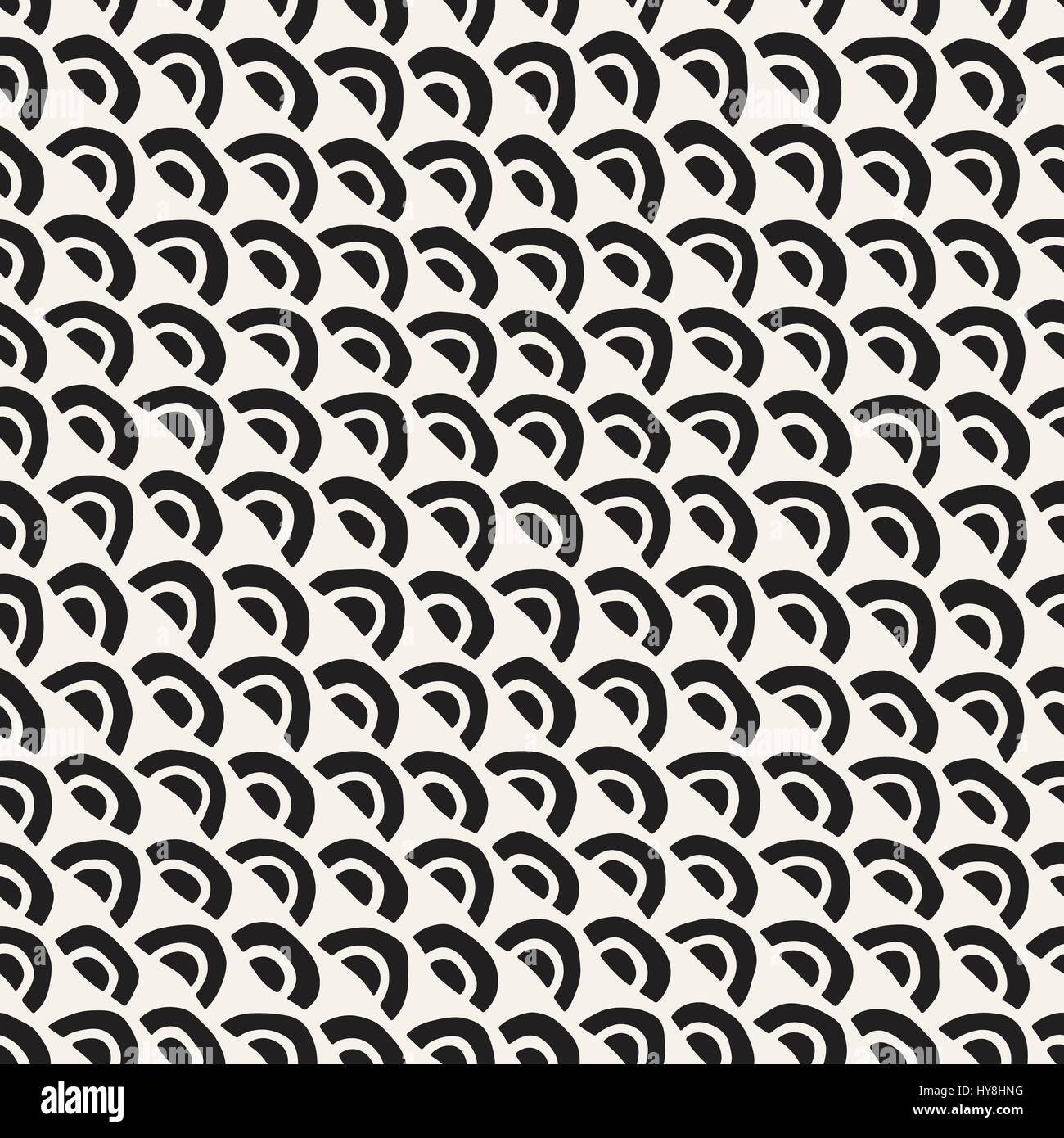 Monochrome minimalistic seamless pattern with arcs. Simple hand drawn ...
