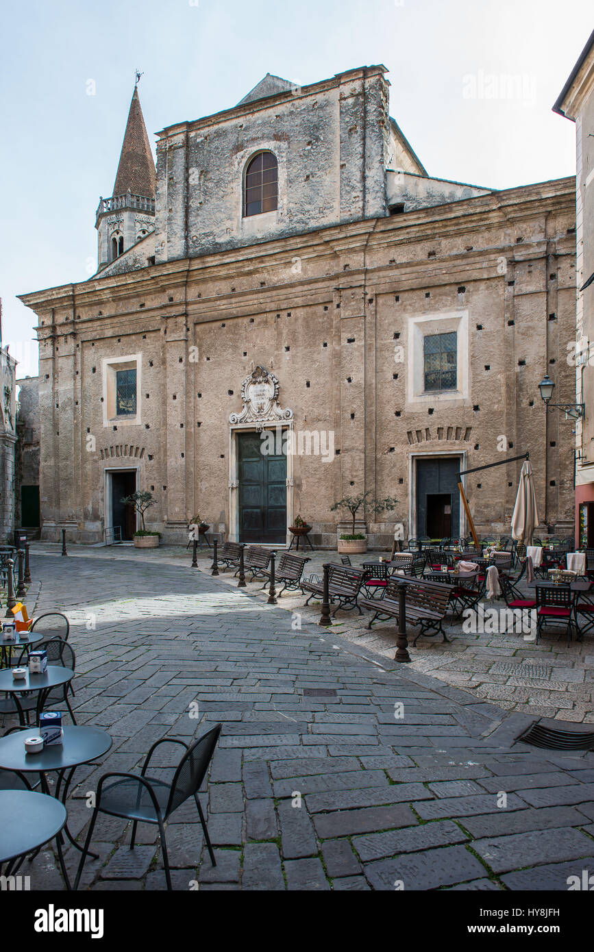 Basilica of San Biagio in the ancient village of Finalborgo, Italy ...