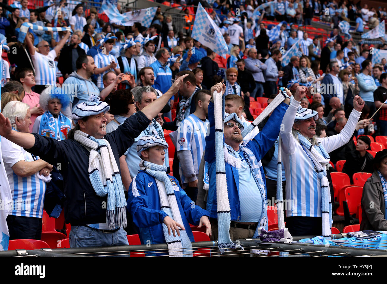 Coventry City fans in the stands during the Checkatrade Trophy Final at ...