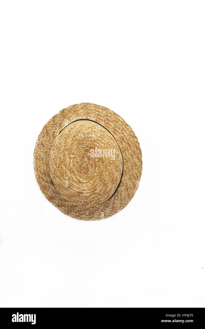 Straw hat-boat isolated on white background, close-up Stock Photo - Alamy