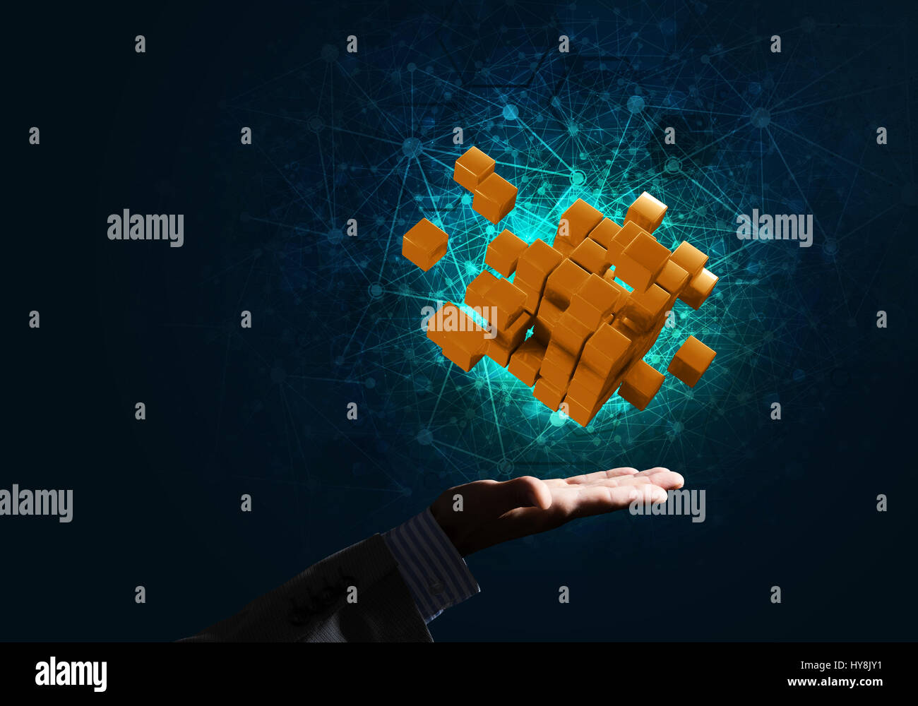 Idea of new technologies and integration presented by cube figure Stock ...