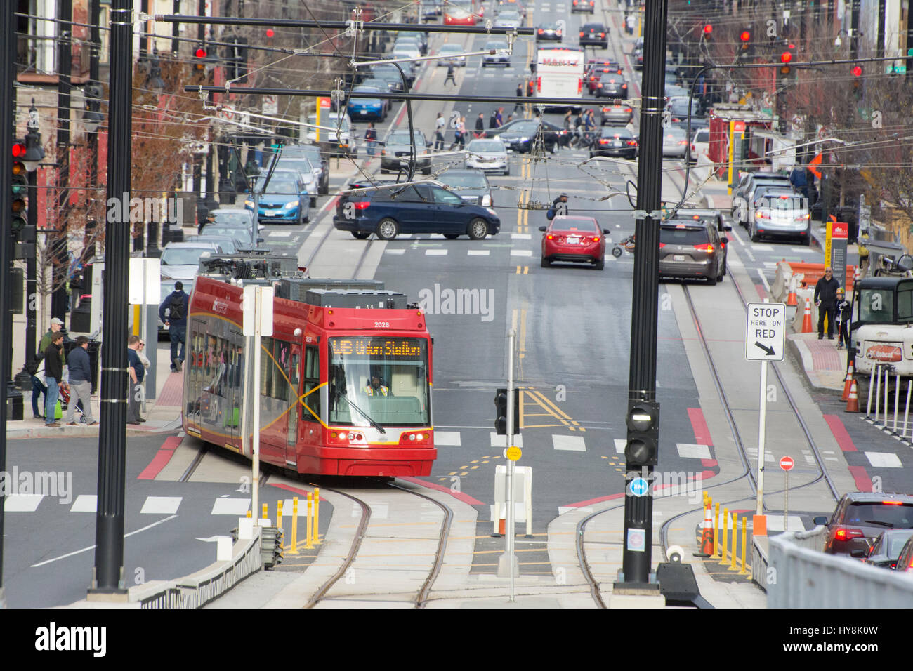 DC Streetcar approaches the Union Station stop on H Street NE in ...