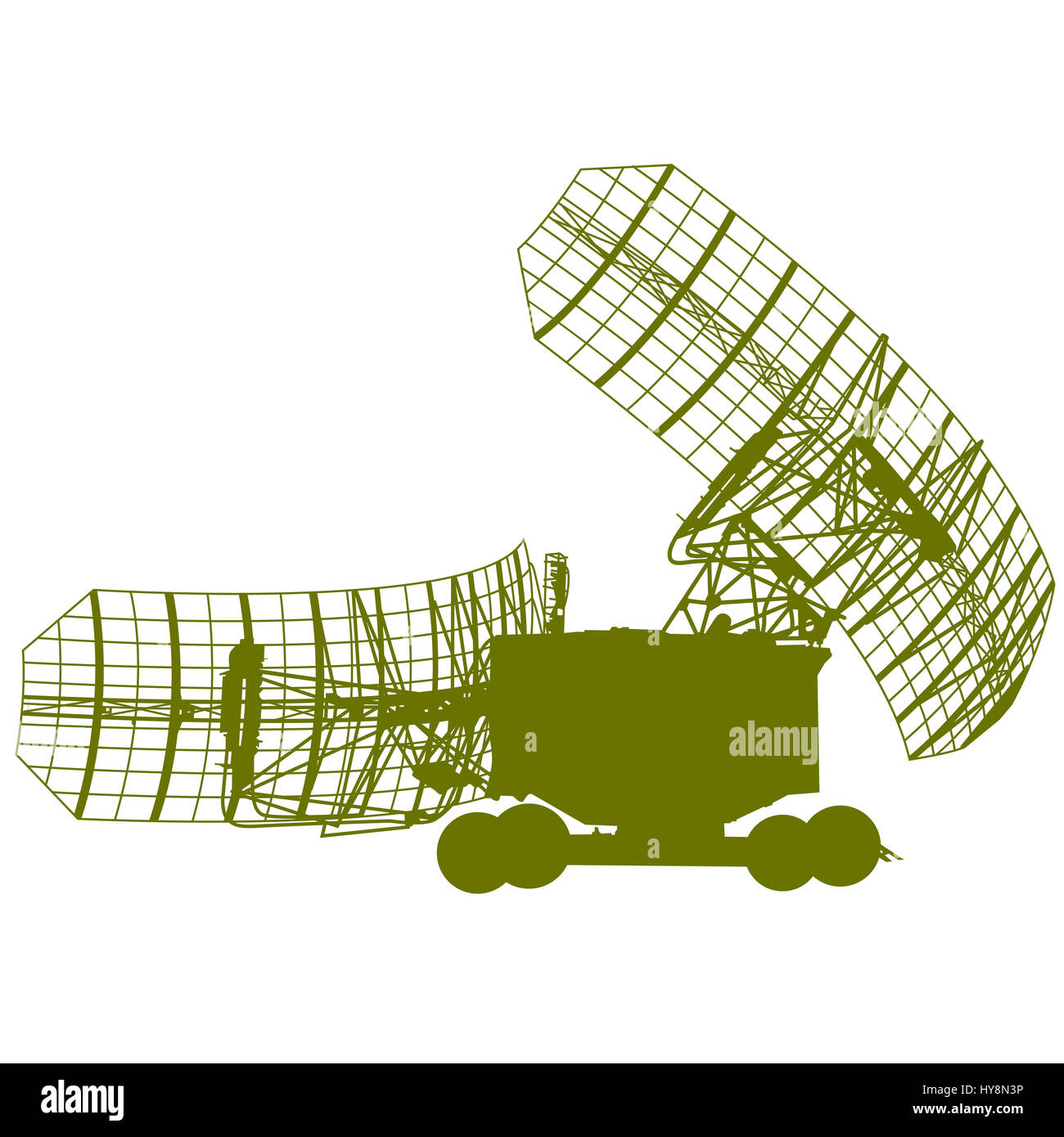 Silhouette military radar dish. illustration Stock Photo - Alamy