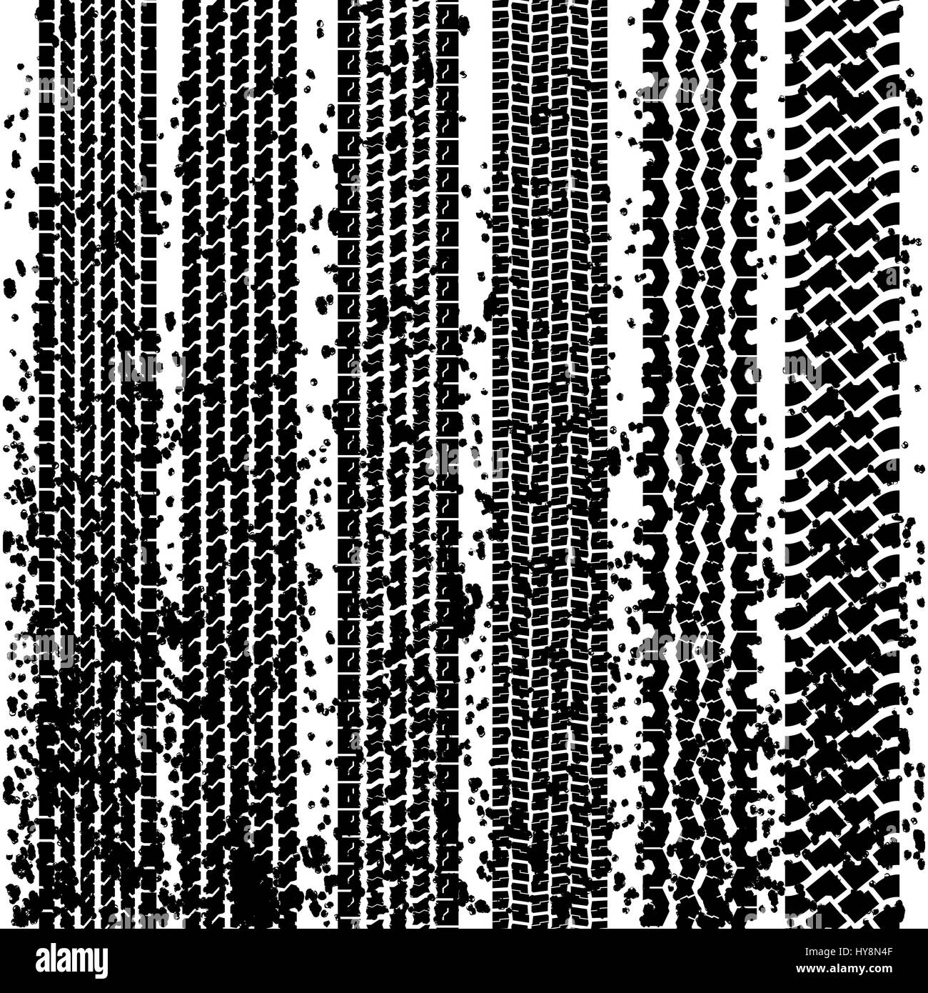 Set of detailed tire prints, illustration Stock Photo - Alamy