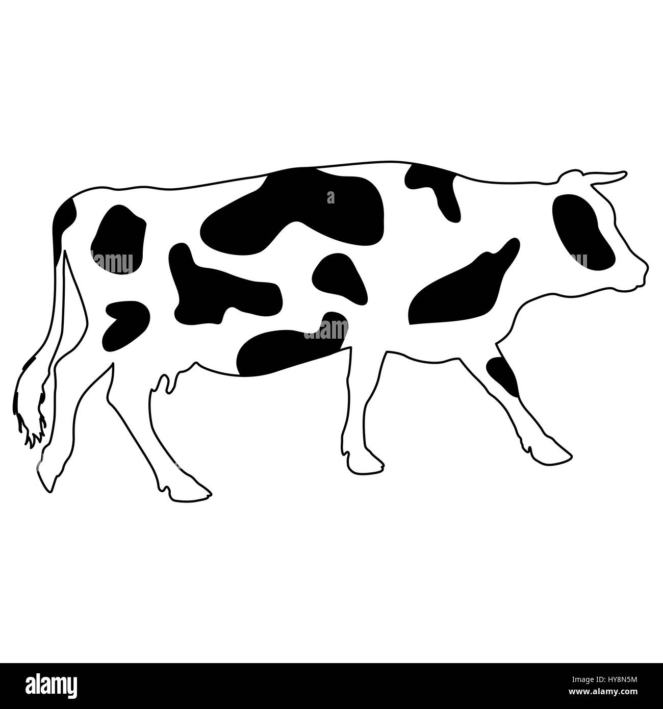 Silhouettes of spotted cow. illustration Stock Photo - Alamy