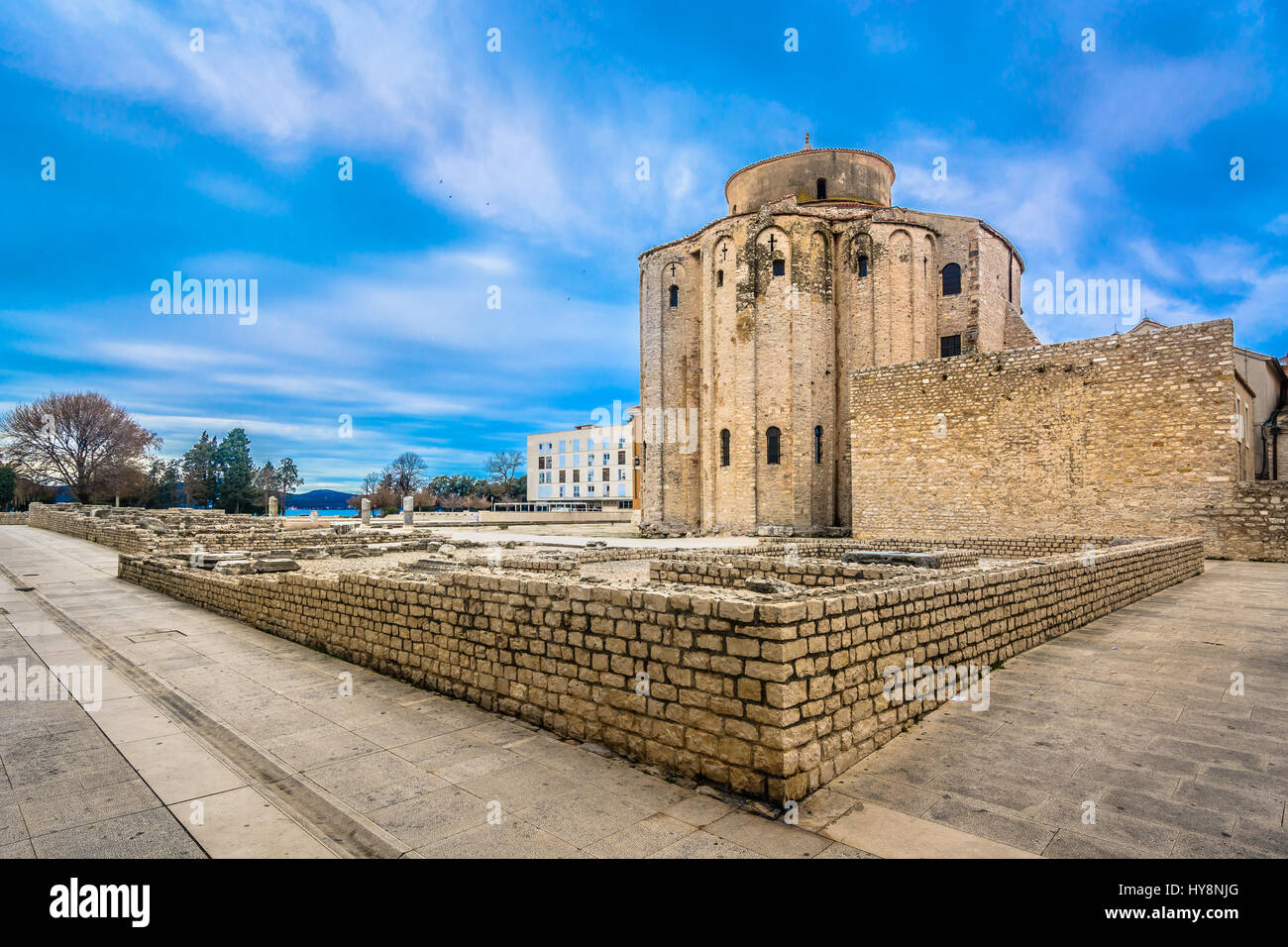 Colorful view at Zadar old town landmarks in Northern Dalmatia, Croatia ...