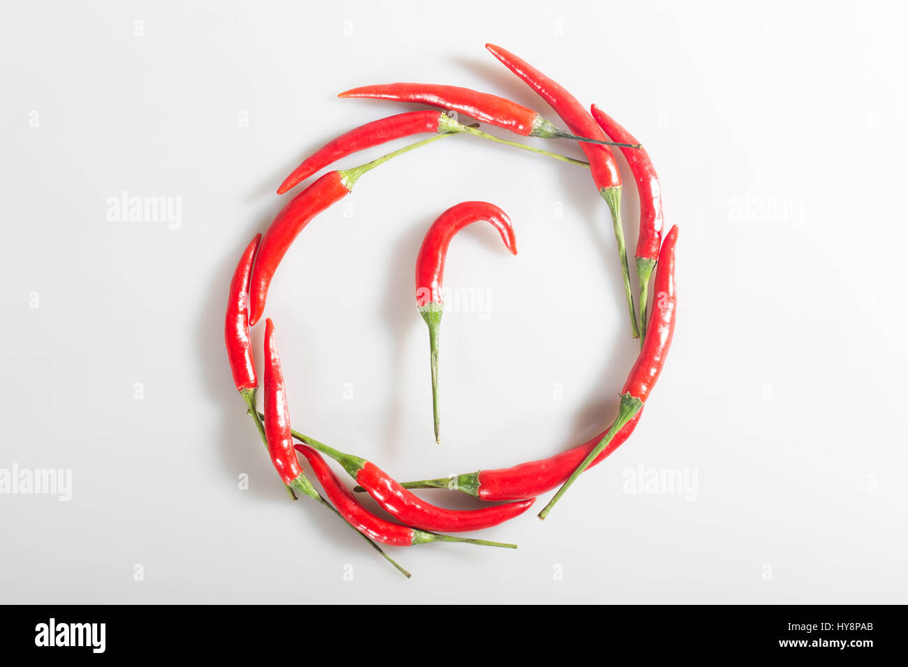 Red chili pepper on a white background in the shape of a circle Stock ...