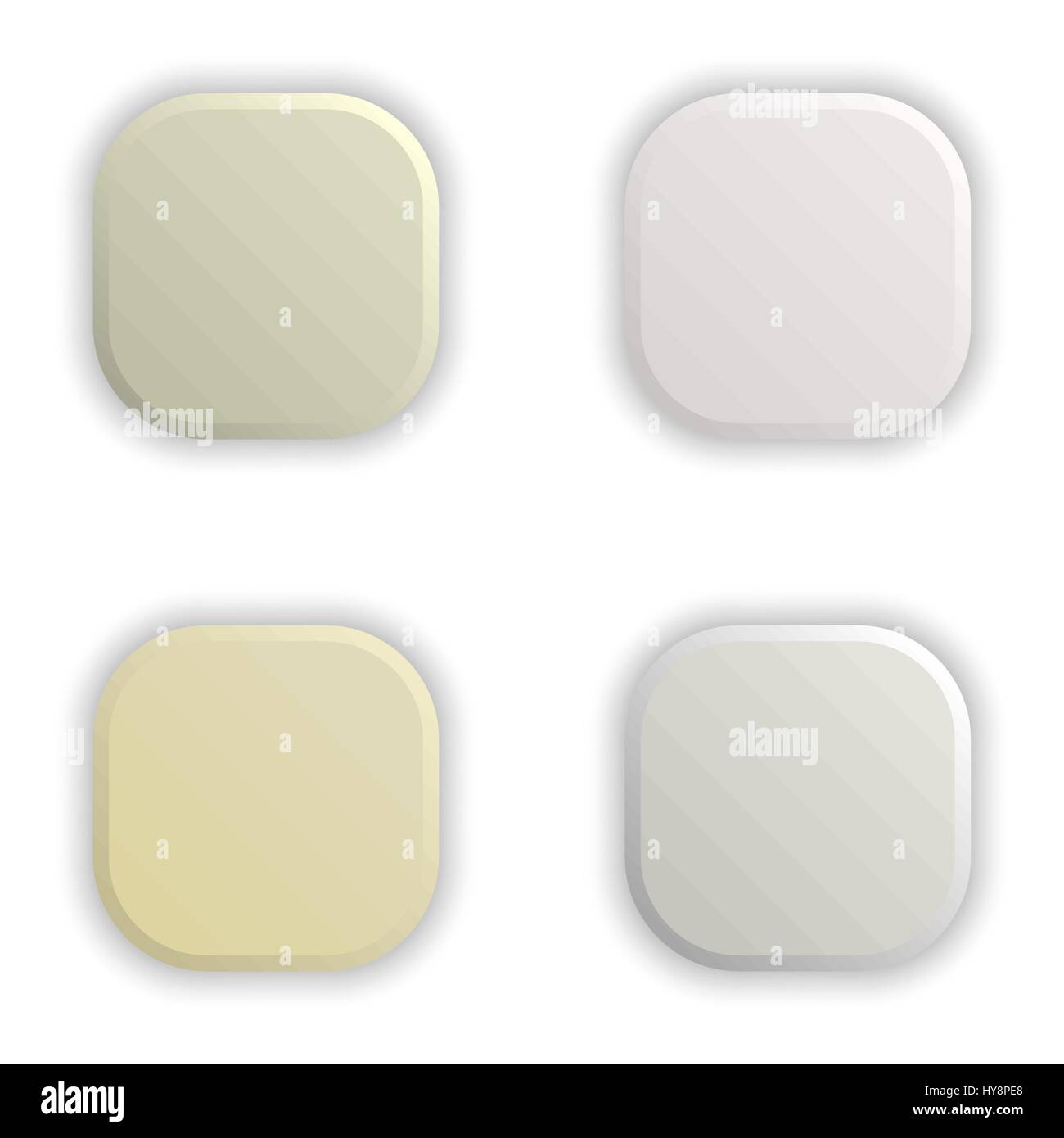 Empty square 3d buttons with shadow for multimedia, website elements or ...