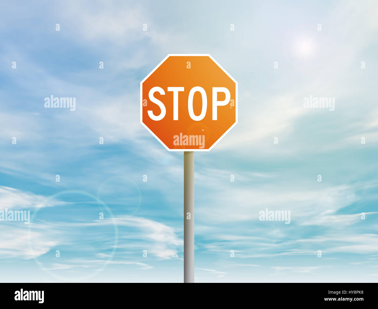 Illustration of a red stop street sign in the sky Stock Photo - Alamy