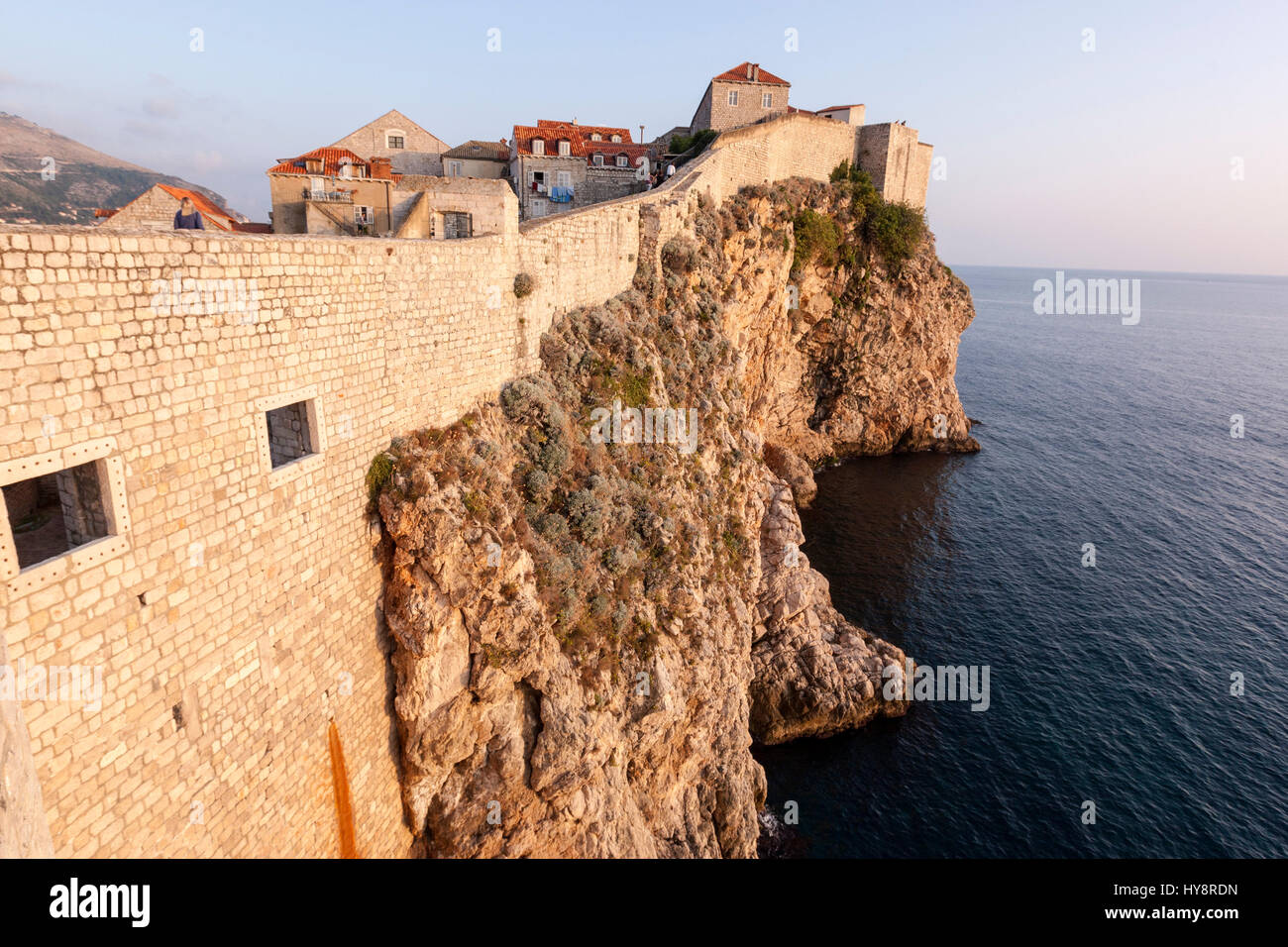 Dubrovnik city walls on the cliffs , Dubrovnik-Neretva, Croatia Stock ...