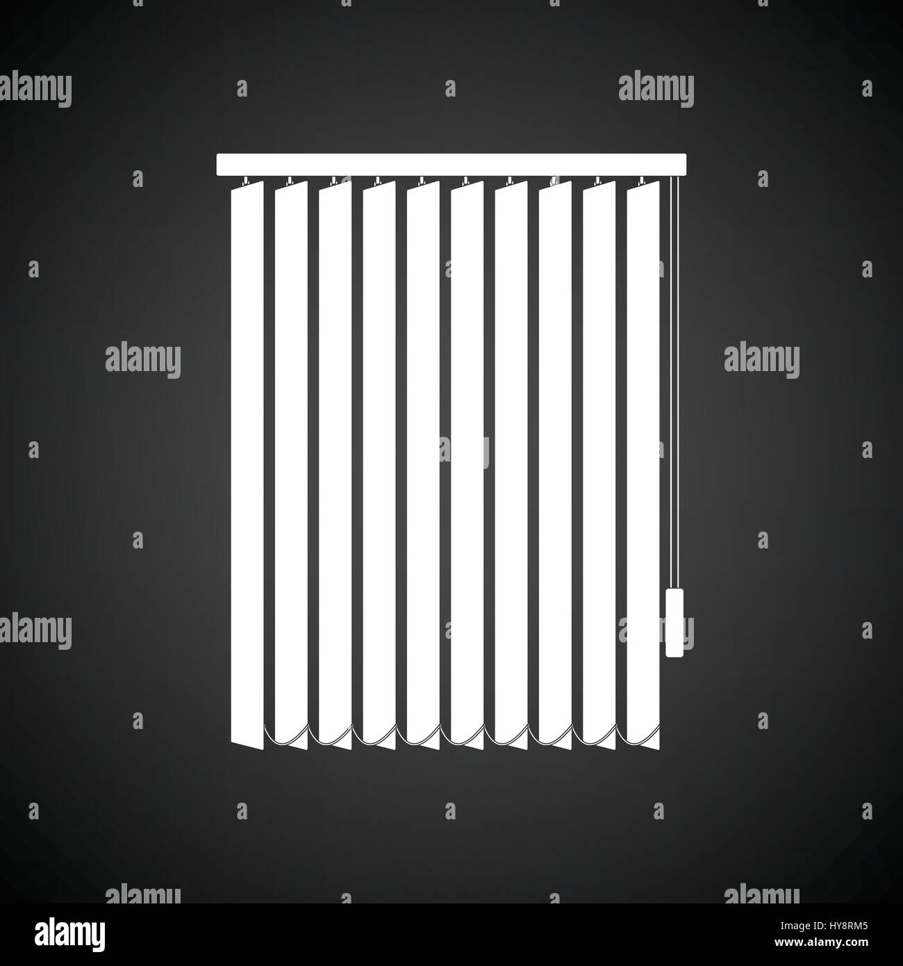 Office vertical blinds icon. Black background with white. Vector ...