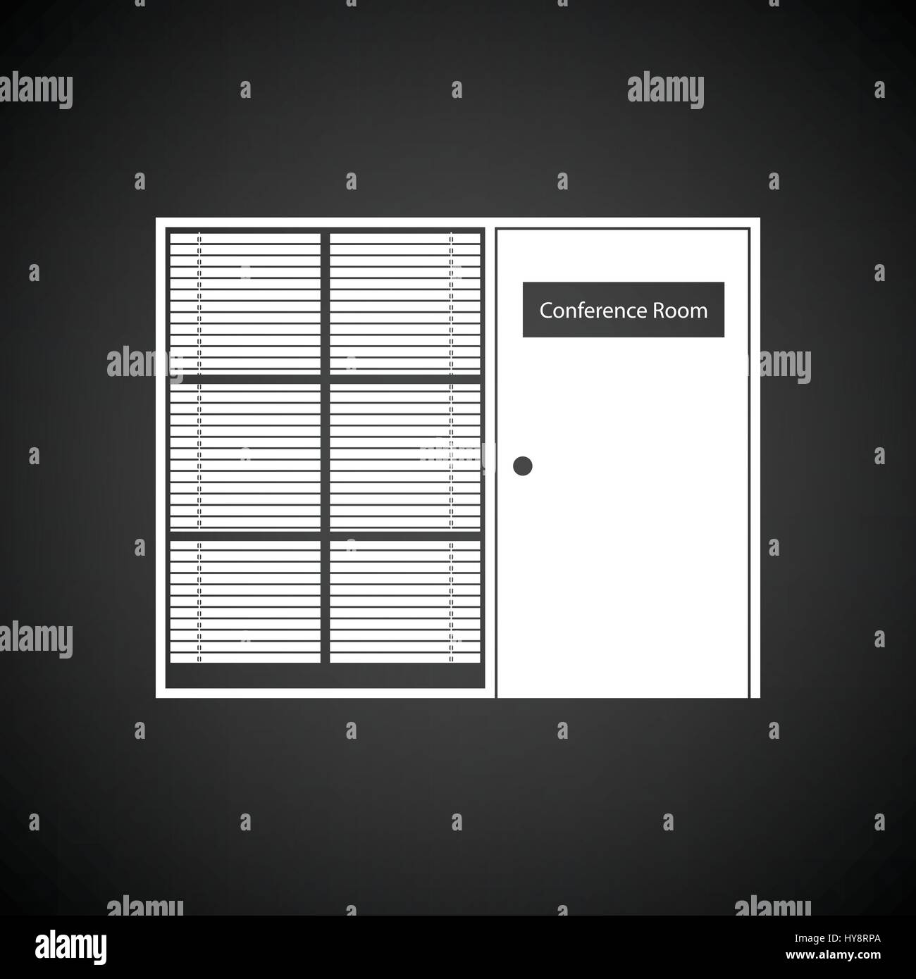 Conference room icon. Black background with white. Vector illustration ...
