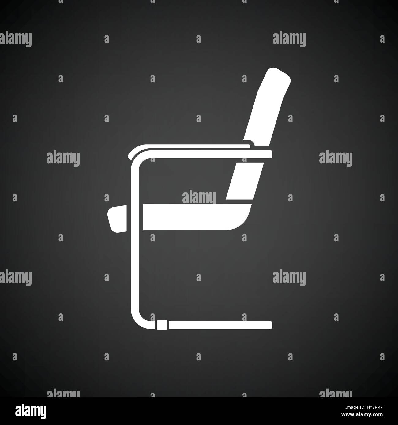 Guest office chair icon. Black background with white. Vector ...