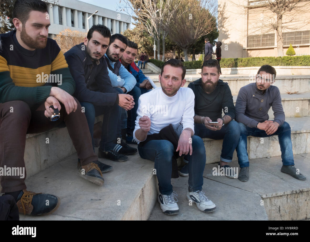 Syria, Aleppo students at University campus Stock Photo - Alamy