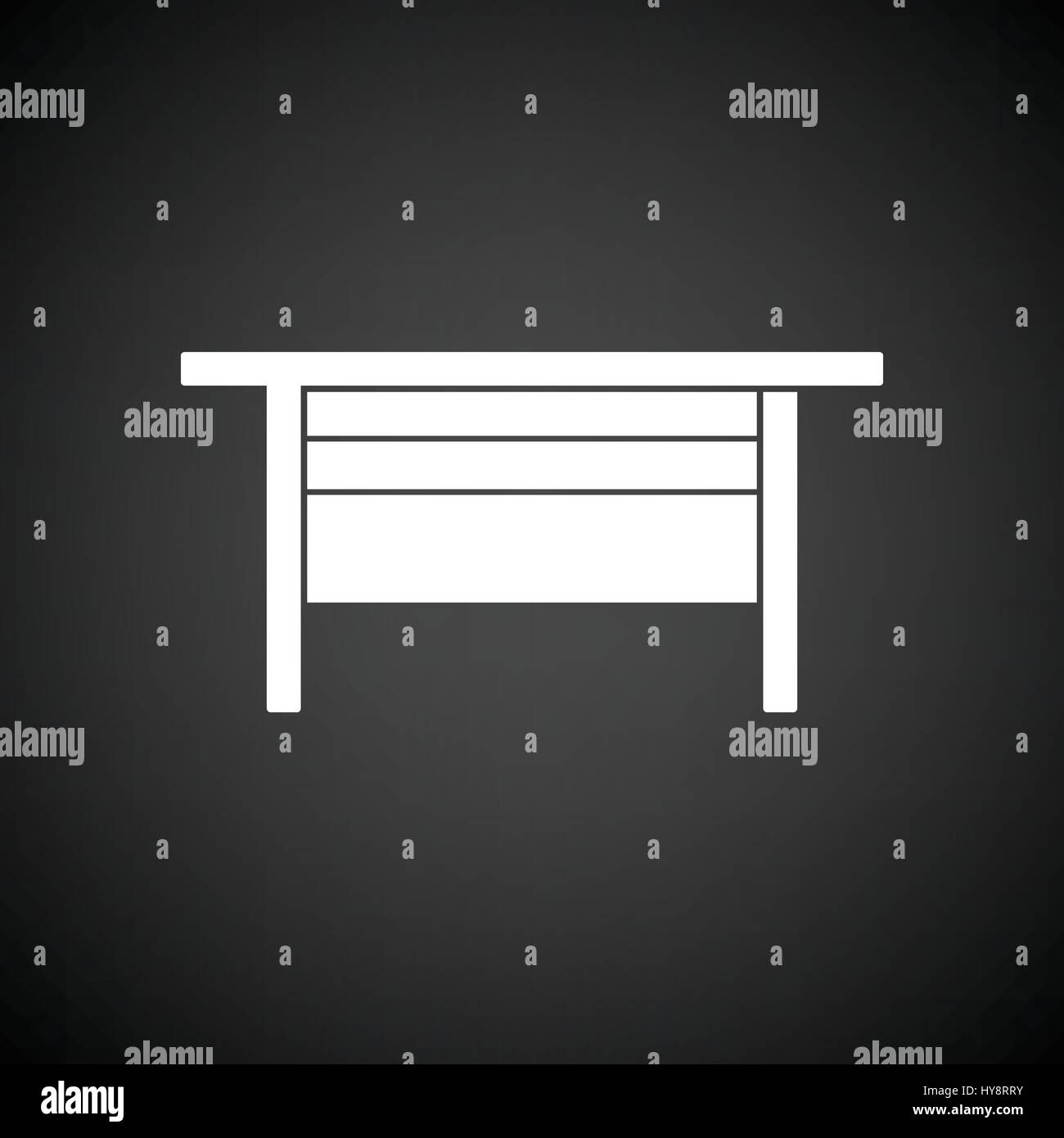 Boss office table icon. Black background with white. Vector ...