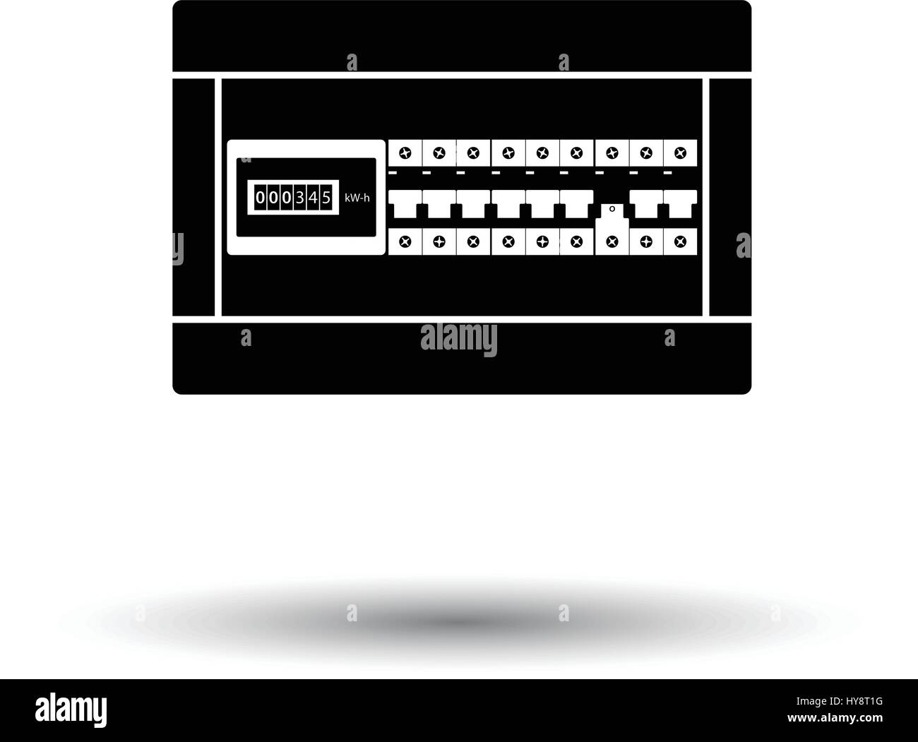 Circuit breakers box icon. White background with shadow design. Vector ...