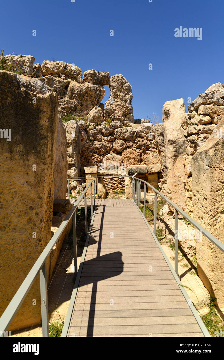 North Temple Interior - Ġgantija Neolithic Temple - Gozo, Malta Stock ...