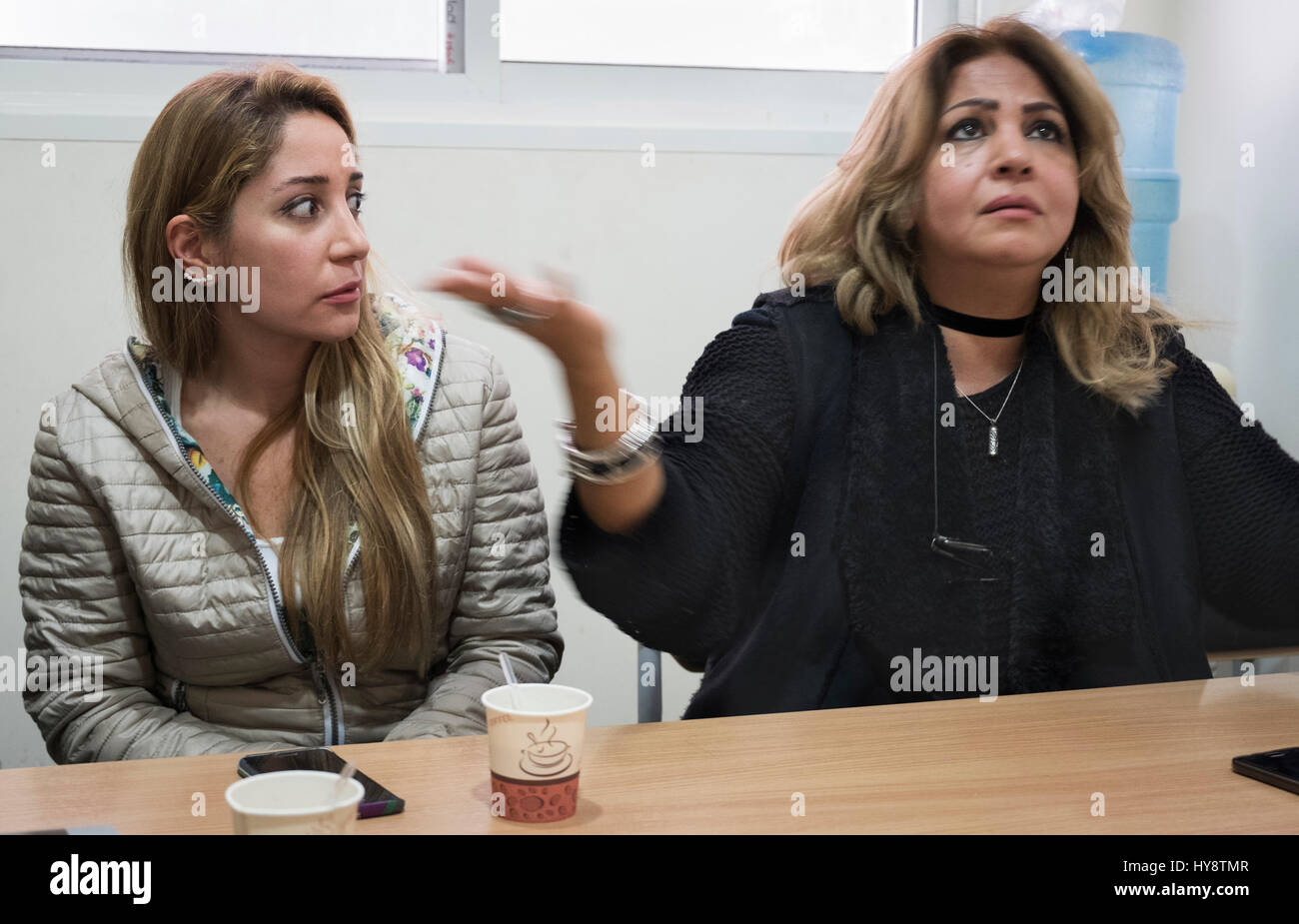 Syria Damascus, (L/R) Rana and Sawsan Al Zubi, visual arts department ...
