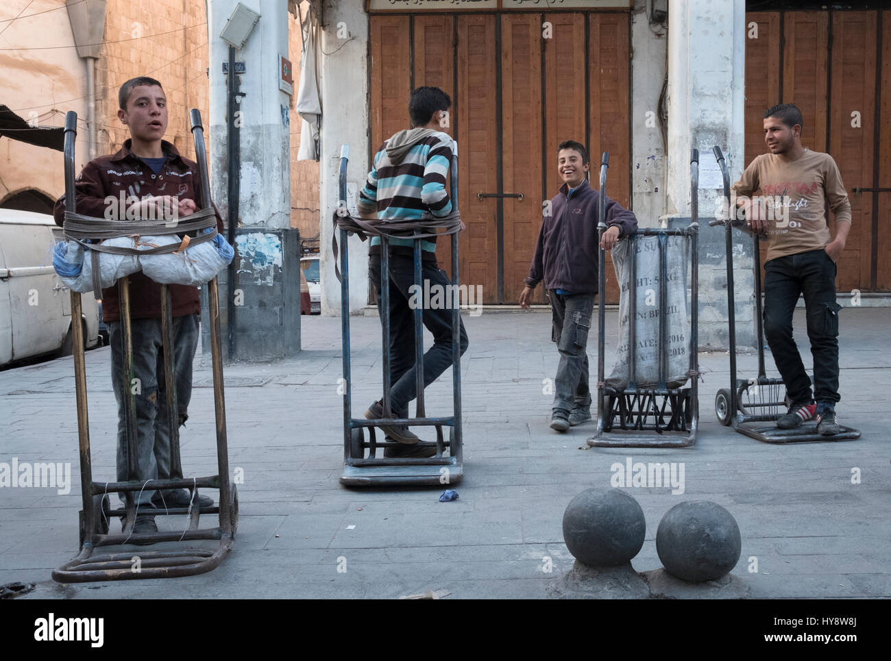 Street view of the old city of Damascus. Syria, early 2017 Stock Photo ...