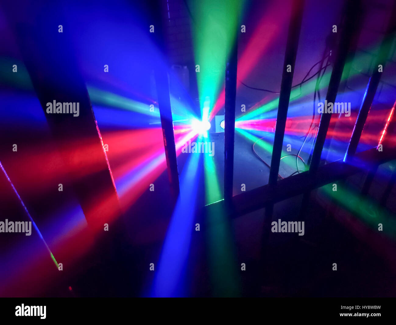 Disco lighting in a prison cell at “Fantazia meets Raindance” Rave held ...