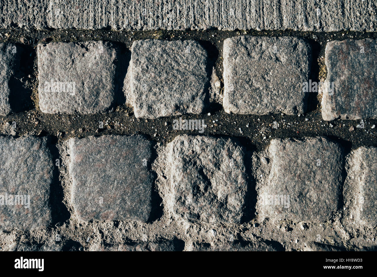 Cobblestone pavement texture, top view of pedestrian walkway from ...