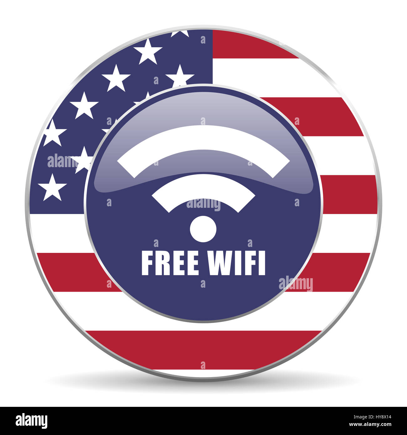 Free wifi usa design web american round internet icon with shadow on ...