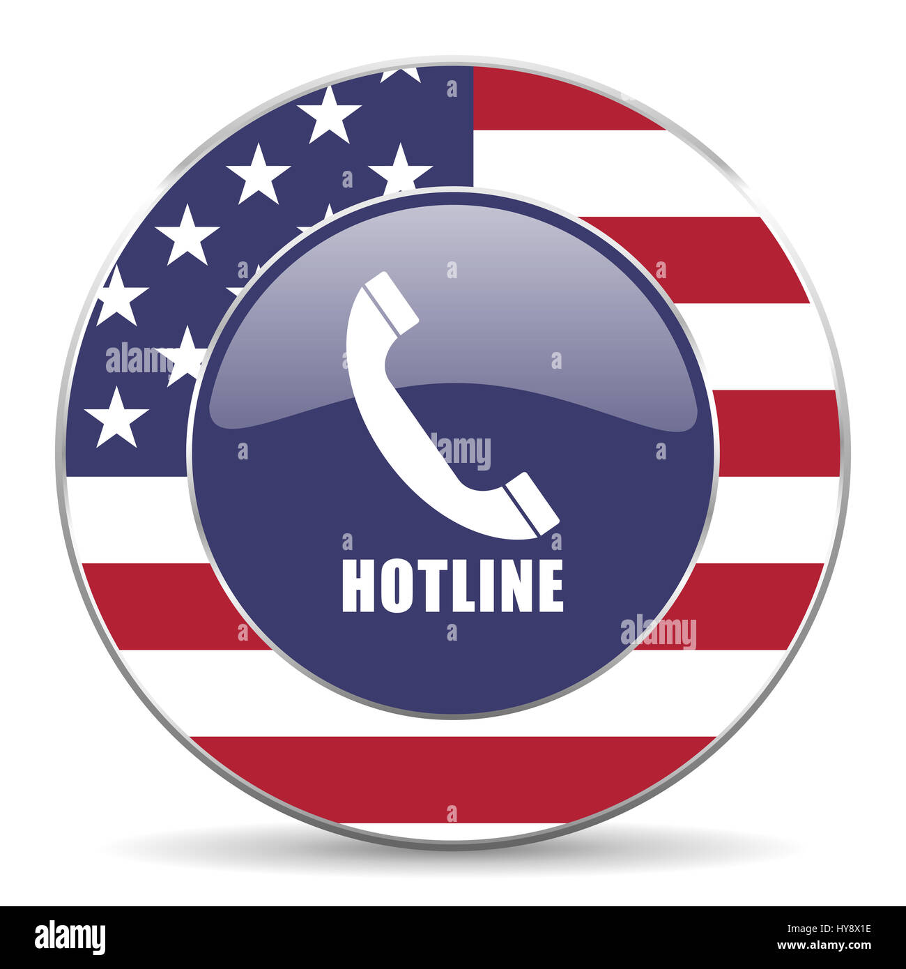 Hotline usa design web american round internet icon with shadow on ...