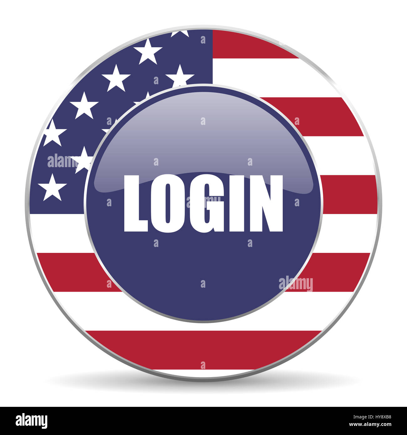 Login usa design web american round internet icon with shadow on white ...