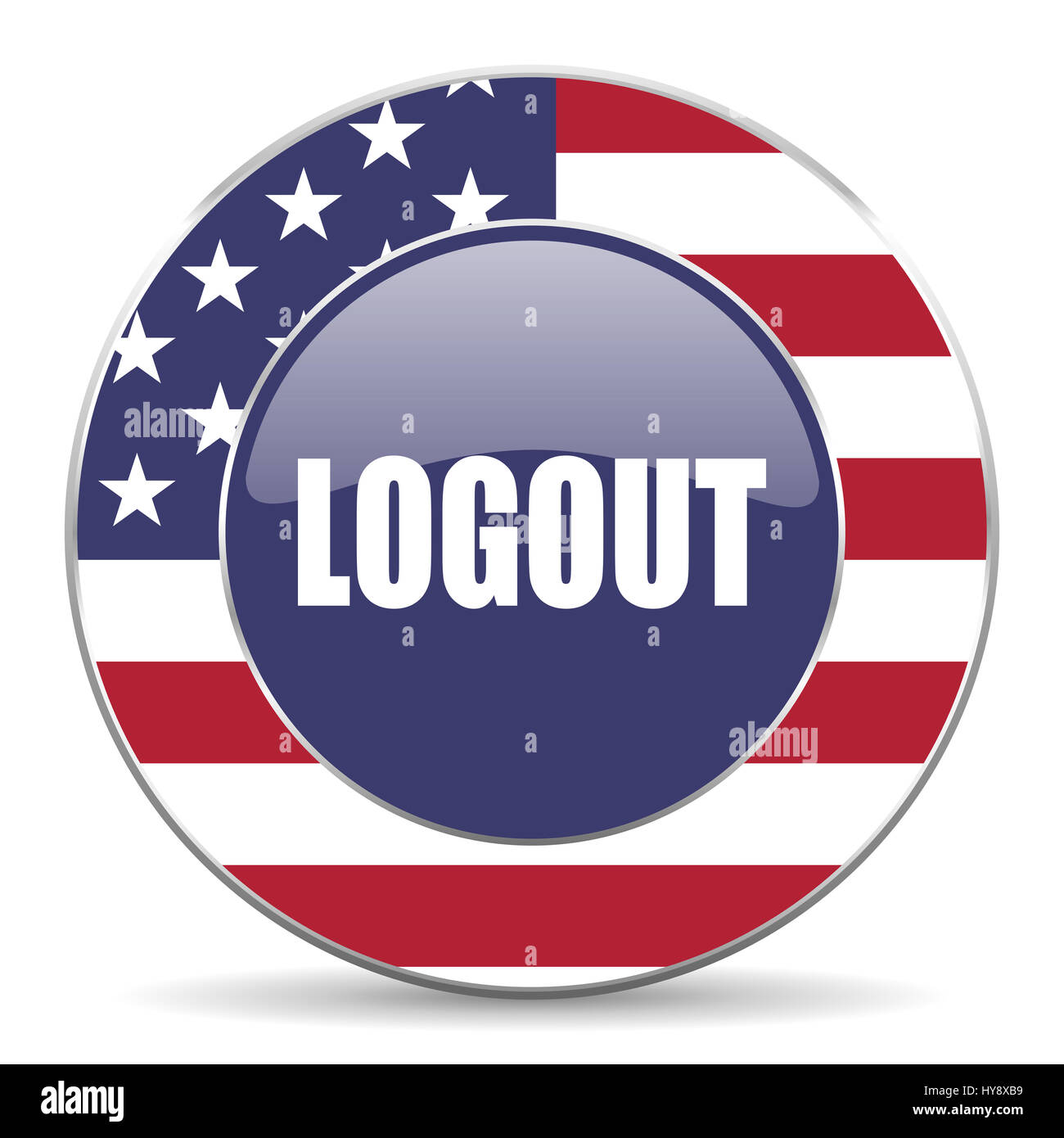 Logout usa design web american round internet icon with shadow on white ...