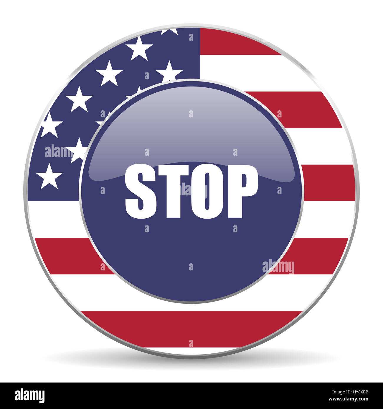 Stop usa design web american round internet icon with shadow on white ...