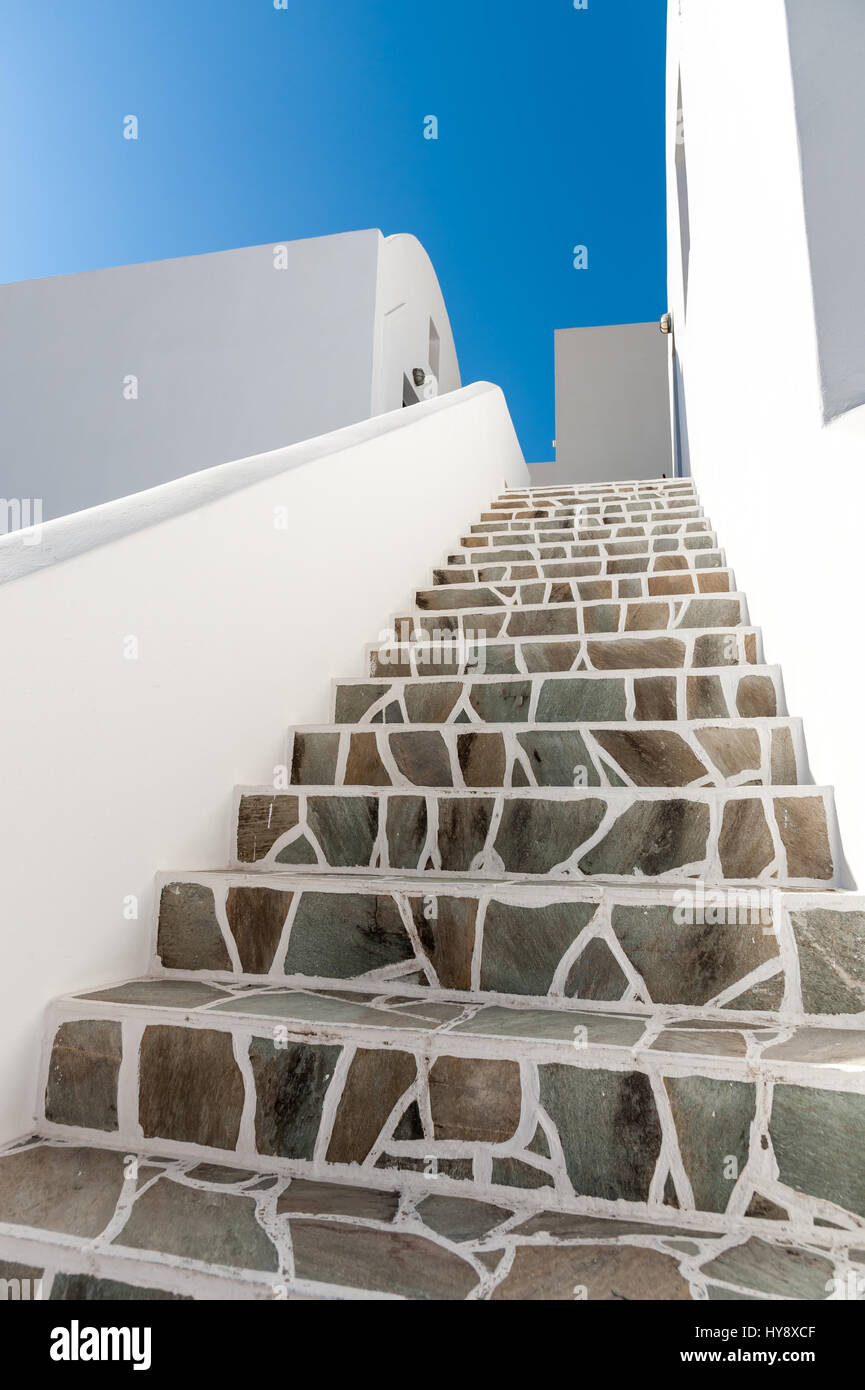 Stairs in a village of Santorini - Greece Stock Photo - Alamy