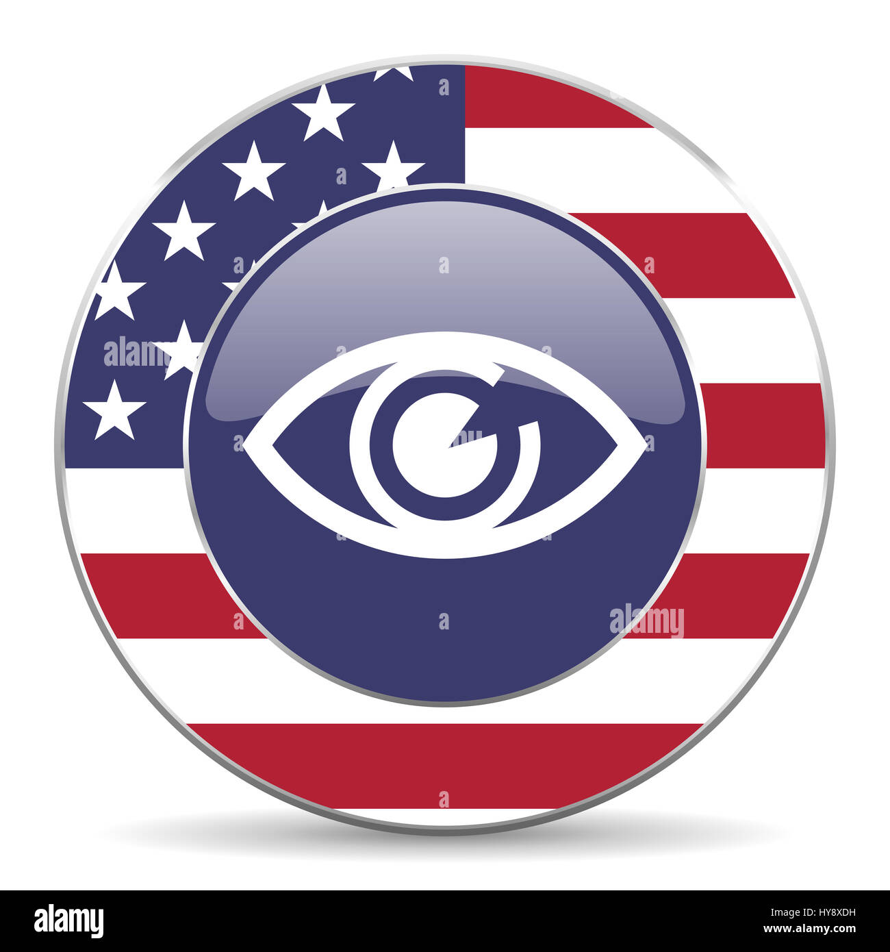 Eye usa design web american round internet icon with shadow on white ...