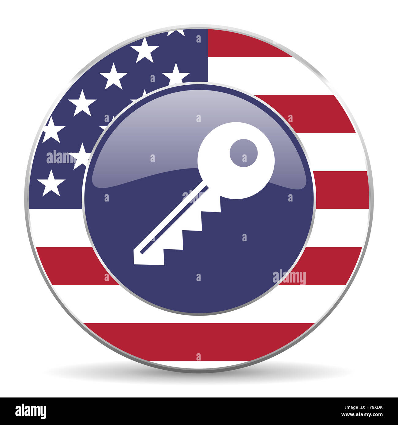 Key usa design web american round internet icon with shadow on white ...