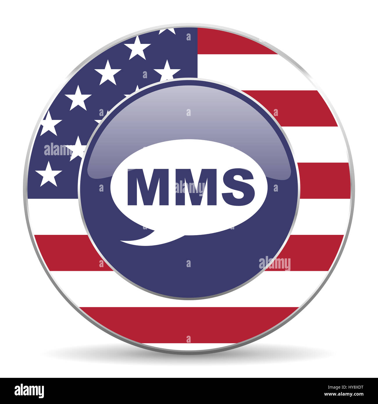 Mms usa design web american round internet icon with shadow on white ...