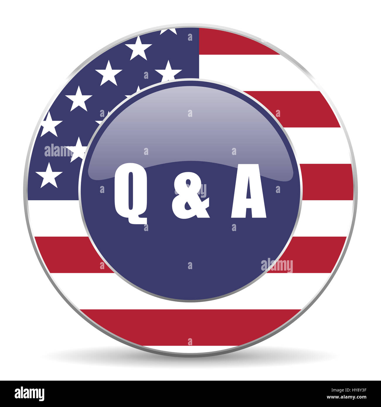 Question answer usa design web american round internet icon with shadow ...