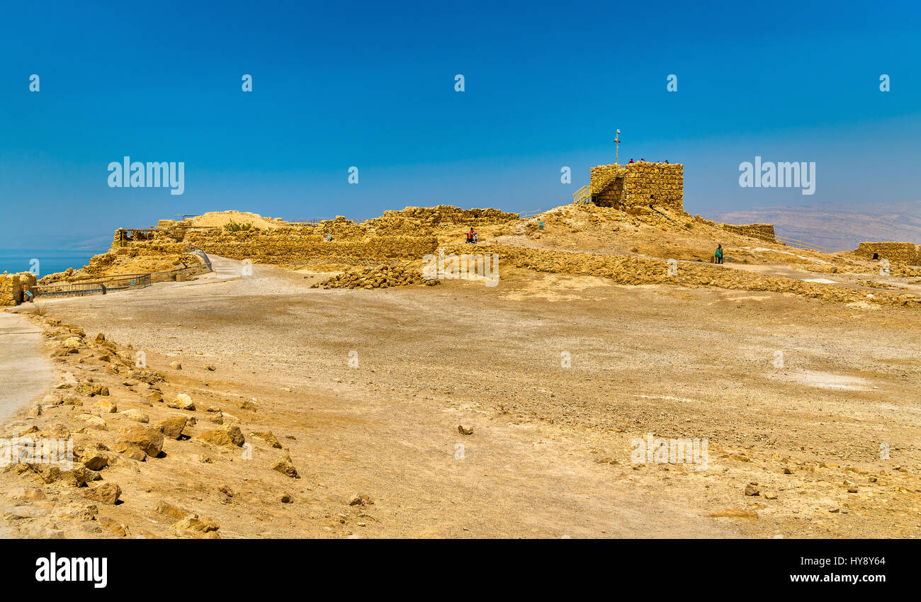 View on ruins of Masada fortress - Judaean Desert, Israel Stock Photo ...