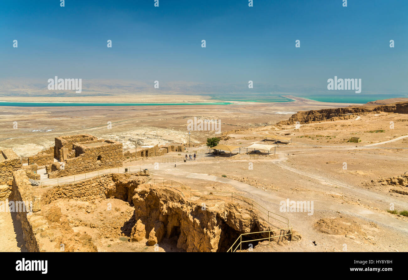 Ruins of Masada fortress and Dead Sea Stock Photo - Alamy