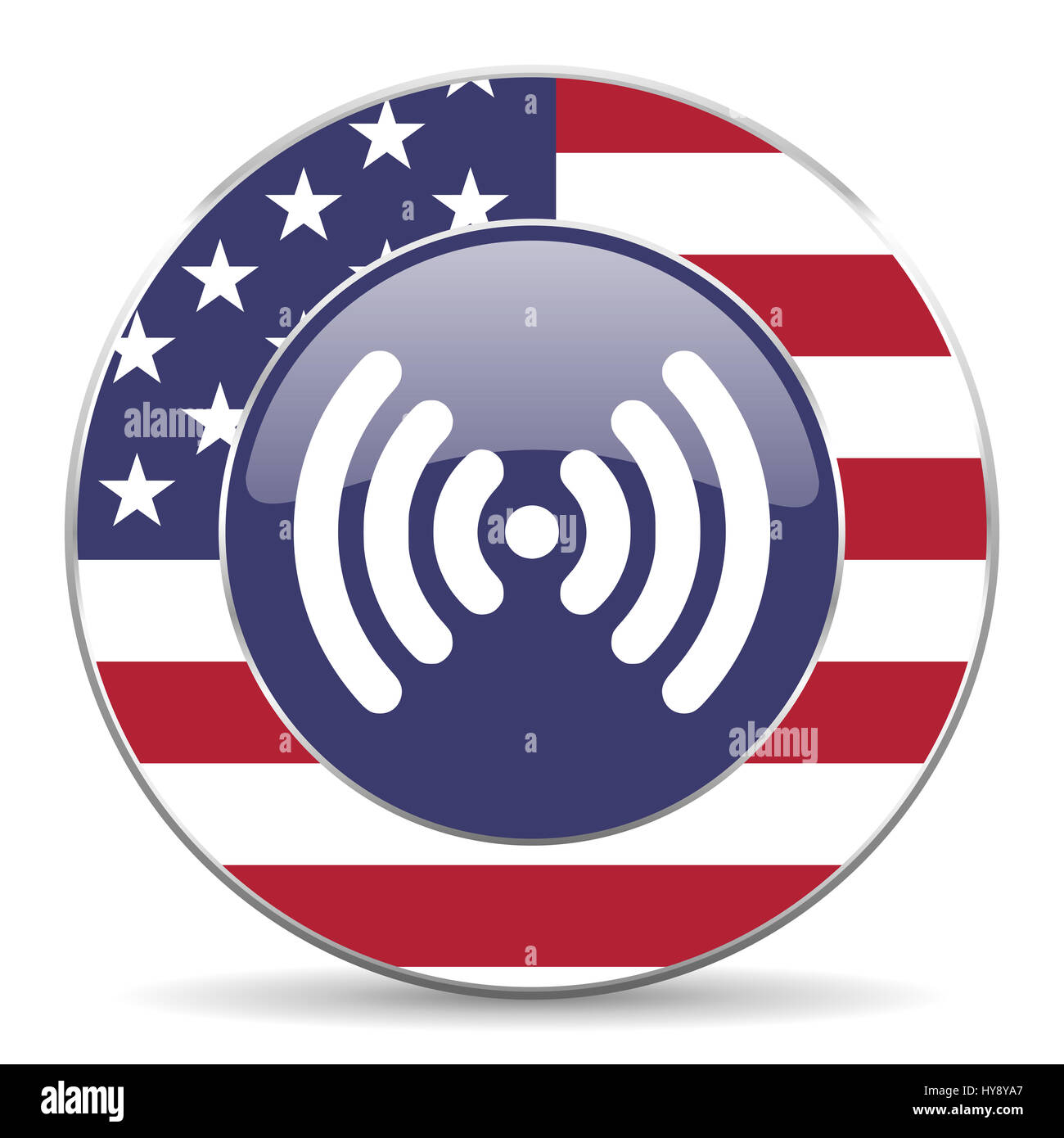 Wifi usa design web american round internet icon with shadow on white ...