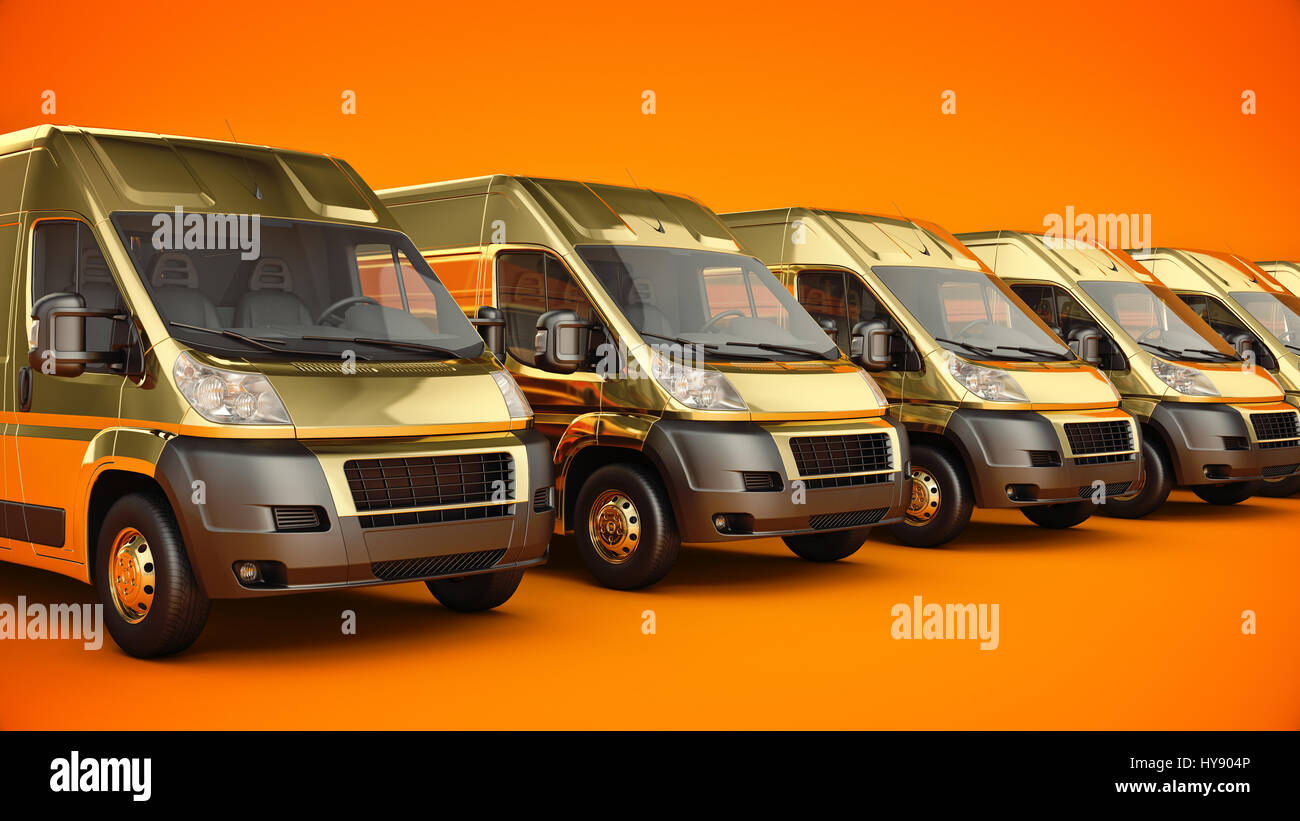Gold Truck-Fast shipping. 3D rendering Stock Photo - Alamy