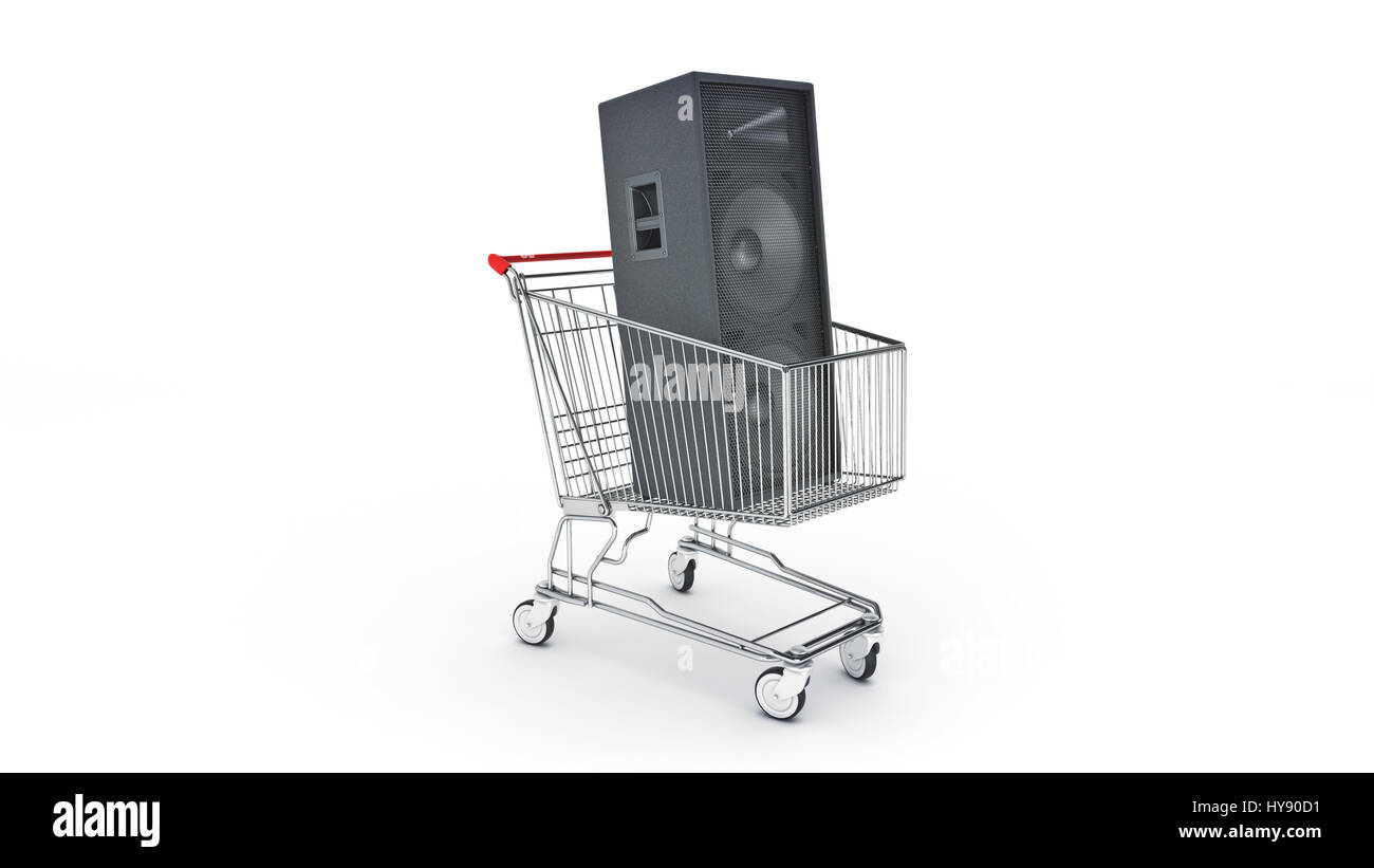 Shopping Cart Speaker Sound. 3d rendering Stock Photo - Alamy