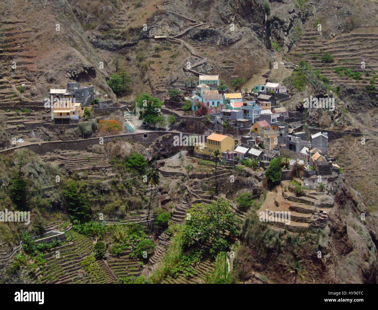The small farming village of Fontainhas with terraced fields built on ...